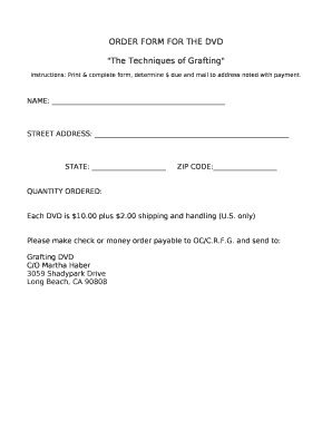 Fillable Online ORDER FORM FOR THE DVD The Techniques of Grafting Fax ...