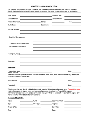 Fillable Online semo UNIVERSITY INDEX REQUEST FORM Fax Email Print ...
