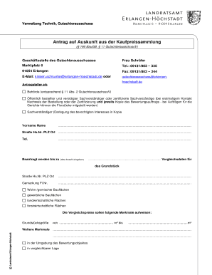 Fillable Online erlangen-hoechstadt Antrag auf Auskunft aus der Kaufpreissammlung Fax Email ...