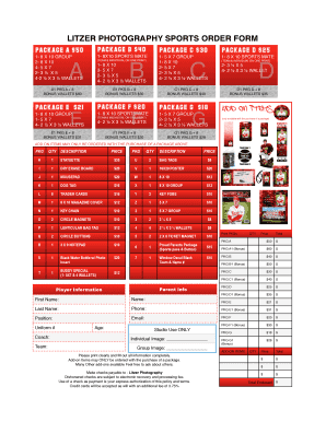 Fillable Online Litzer Photography Soccer SPORTS Order Form Fax Email ...