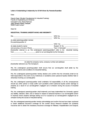Fillable Online fes utar edu Letter of Undertaking and Indemnity to ...