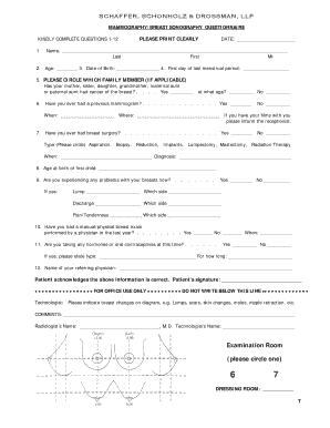 Fillable Online Examination Room (please circle one) - nycrad.com Fax ...