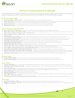 Fillable Online Sicon Enhancement Pack for Sage 200 Fax Email Print - pdfFiller