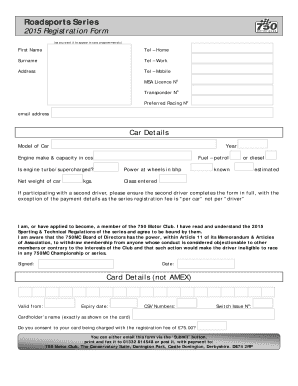 Fillable Online Roadsports Series - 750 Motor Club Fax Email Print ...