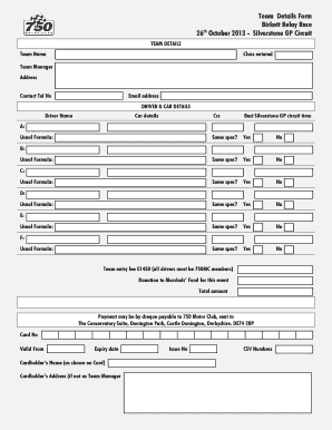 Fillable Online returned to the 750 Motor Club one month prior to the ...