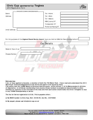 Fillable Online 2014 Reg form Civic Cup.docx Fax Email Print - pdfFiller