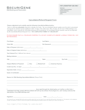 Fillable Online Refund Request Form - SecuriGene Fax Email Print ...