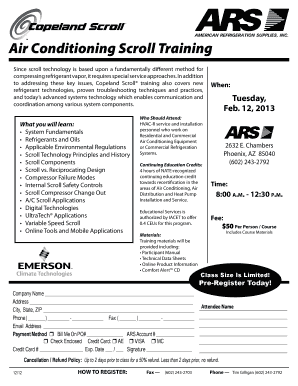 Fillable Online Air Conditioning Scroll Training - ars-net.com Fax Email Print - pdfFiller