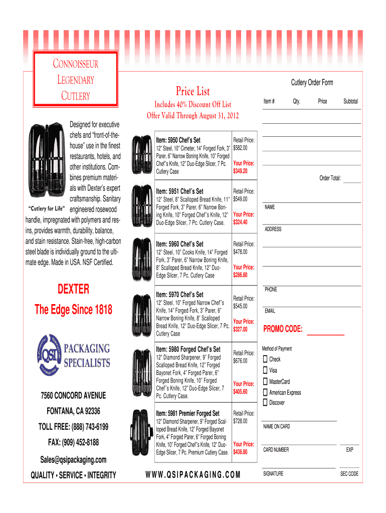 Fillable Online BODAS KNIFE ORDER SHEET0712 Fax Email Print - pdfFiller