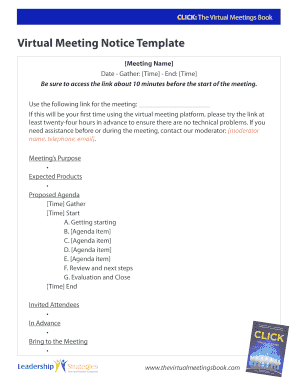 Fillable Online Virtual Meeting Notice Template Fax Email Print - pdfFiller