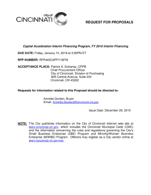 Fillable Online Request for proposal - Cincinnati Open Data Portal - City of Cincinnati Fax ...
