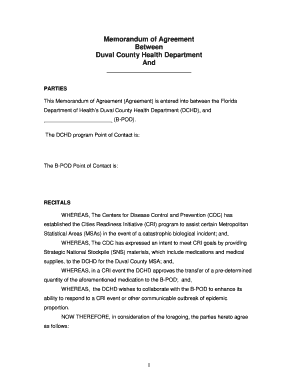 Fillable Online Memorandum of Agreement Between Duval County Health ...
