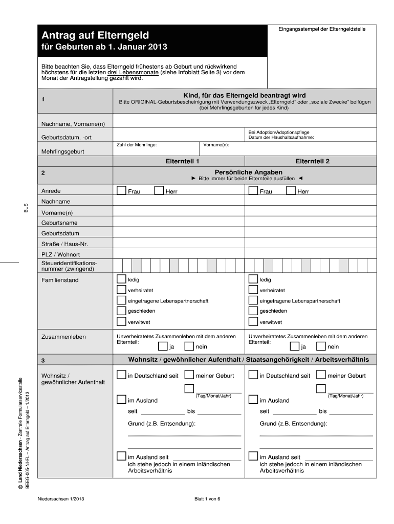 Fillable Online wittingen Antrag auf Elterngeld - wittingen.eu Fax ...