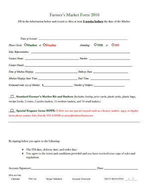 Fillable Online Farmers Market Form 2016.docx Fax Email Print - pdfFiller