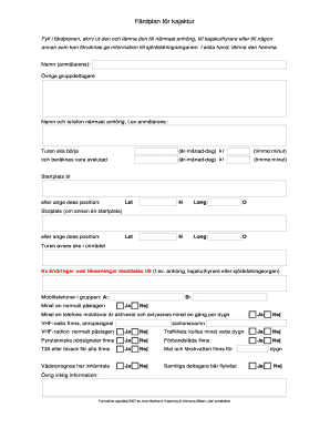 Fillable Online tjornkajak Frdplan fr kajaktur - tjornkajak.se Fax Email Print - pdfFiller