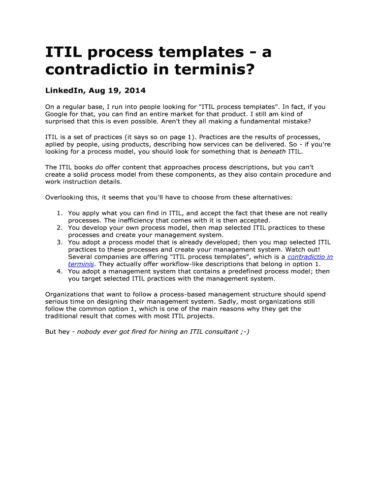 Fillable Online ITIL process templates - a Fax Email Print - pdfFiller