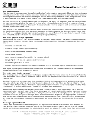 Fillable Online Major Depression FACT SHEET Fax Email Print - pdfFiller