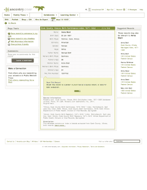Fillable Online steilfamilyhistory Cook County, Illinois, Birth ...