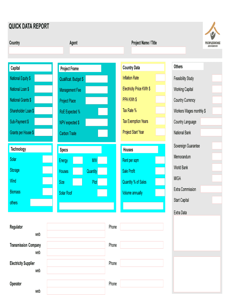 Fillable Online peoples-home QUICK DATA REPORT - Peoples Home Fax Email Print - pdfFiller