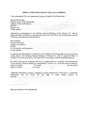 Fillable Online feerum PROXY FORM GRANTED BY THE LEGAL PERSON I, the ...