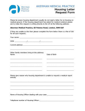 Fillable Online AKERMAN MEDICAL PRACTICE Housing Letter Request Form ...