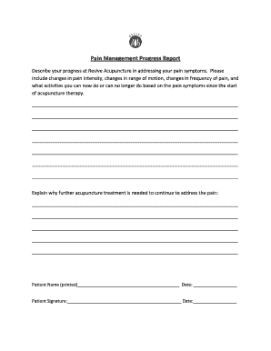 Fillable Online Pain Management Progress Report - Revive Acupuncture ...