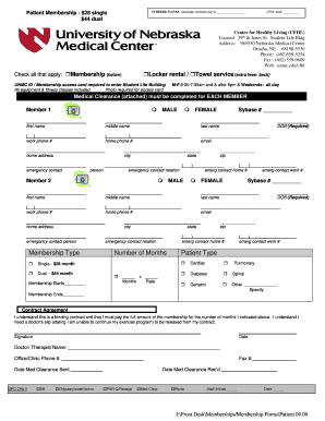 Fillable Online unmc Patient Membership 09.09 - unmc Fax Email Print ...