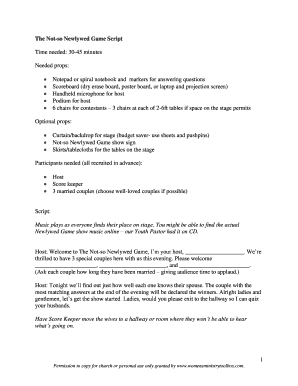 Fillable Online The Not-so Newlywed Game Script - Women's Ministry ...