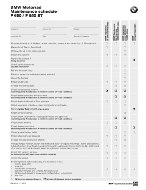 Fillable Online gwynfryn co BMW Motorrad Maintenance schedule F 650 / F ...