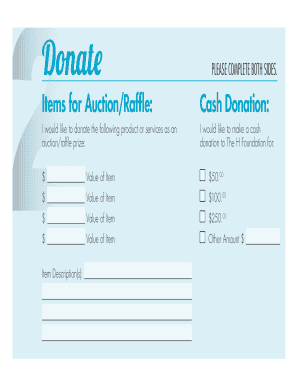 Fillable Online PLEASE COMPLETE BOTH SIDES. Items for Auction/Raffle: Cash ... Fax Email Print ...