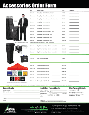 Fillable Online Accessories Order Form - altegra.com.au Fax Email Print ...