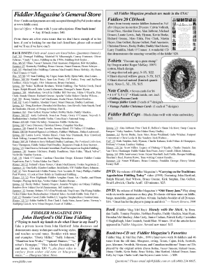 Fillable Online Fiddler Magazines General Store All Fiddler Magazine ... Fax Email Print - pdfFiller