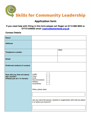 Fillable Online betterleeds org Application form - Better Leeds Fax ...