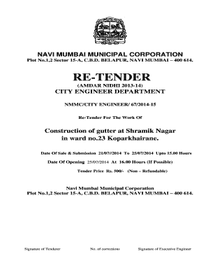 Fillable Online nmmc maharashtra etenders Re-tender Notice of ...