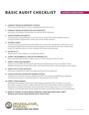 Fillable Online BASIC AUDIT CHECKLIST Fax Email Print - pdfFiller
