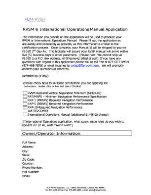 Fillable Online RVSM & International Operations Manual Application Fax ...