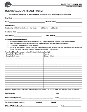 Fillable Online 7-5 Occasional Meal Request Form 2015-16 Fax Email Print - pdfFiller