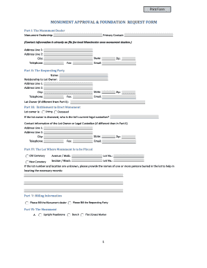 Fillable Online stjcem Monument approval & foundation request form ...