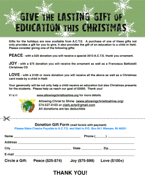 Fillable Online Christmas Donation Form Fax Email Print - pdfFiller