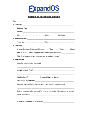 Fillable Online Customer Packaging Survey - ExpandOS Fax Email Print ...