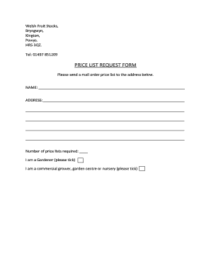 Fillable Online PRICE LIST REQUEST FORM - welshfruitstocks.co.uk Fax ...