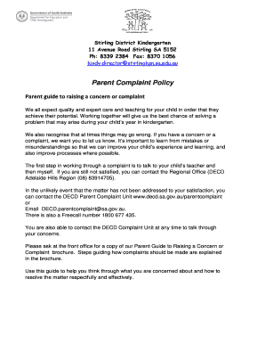 Fillable Online stirlingkgn sa edu Parent Complaint Policy - stirlingkgn.sa.edu.au - stirlingkgn ...