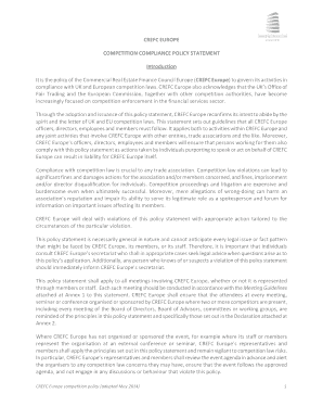 Fillable Online COMPETITION COMPLIANCE POLICY STATEMENT Fax Email Print ...