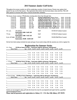Fillable Online Welcome to SpurWing Country Club Junior Golf Fax Email ...