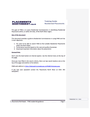 Fillable Online placementsnorthwest org Training Guide Residential ...