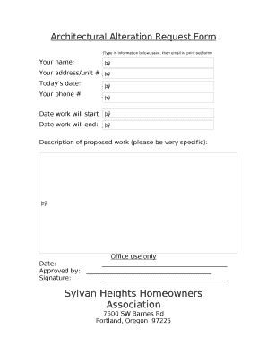 Fillable Online Architectural Alteration Request Form Fax Email Print - pdfFiller