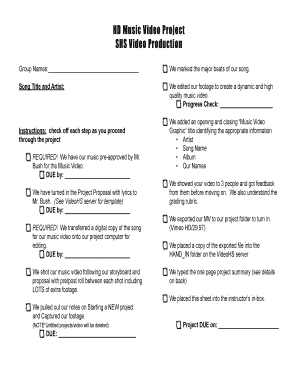 Fillable Online HD Music Video Project Fax Email Print - pdfFiller