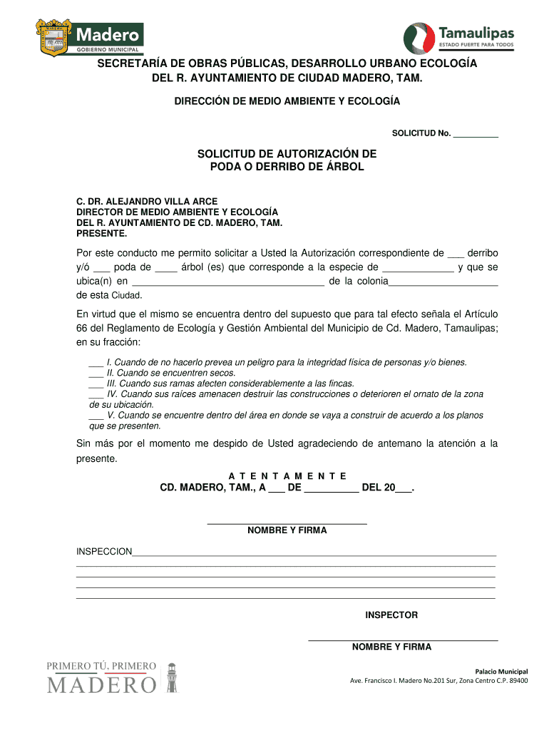 Fillable Online ciudadmadero SECRETARA DE OBRAS PBLICAS, DESARROLLO ...