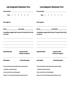 Fillable Online Late Assignment Submission Form Late Assignment ...