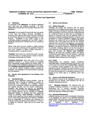 Fillable Online open collab Addendum to Master License and Services Agreement dated , 2008 ...